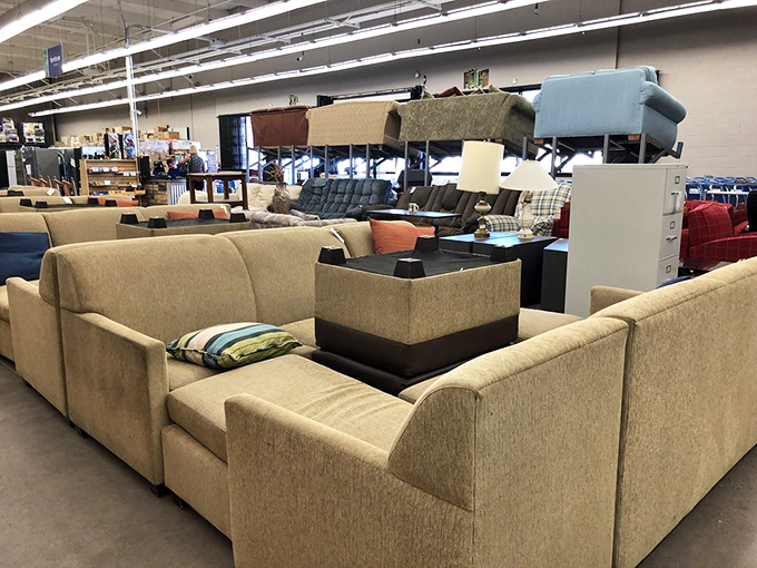 The couch kingdom, where sectionals and loveseats await their forever homes. That ottoman might complete your living room's story for less than a fancy dinner out.