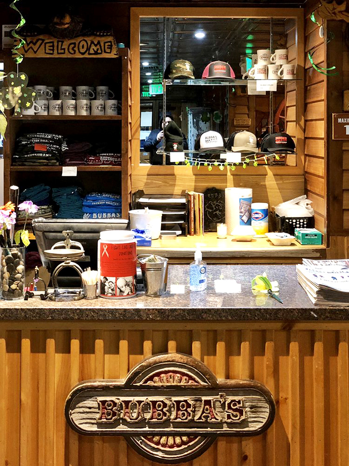 The counter welcomes you with Western charm and merchandise that lets you take a bit of Bubba's home.