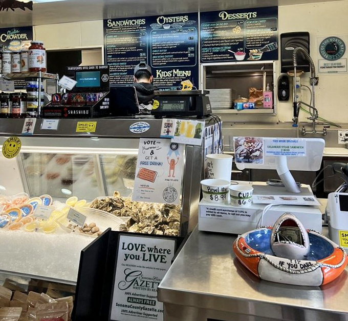 At the counter, where seafood magic happens &ndash; that little lifesaver ring is appropriate because these flavors might just save your soul.