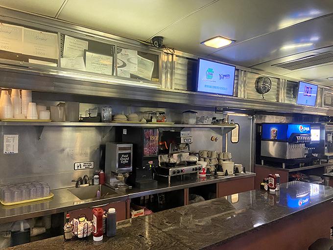 The counter&mdash;where solo diners find community, coffee cups are never empty, and the staff performs the ballet of diner service with practiced precision.