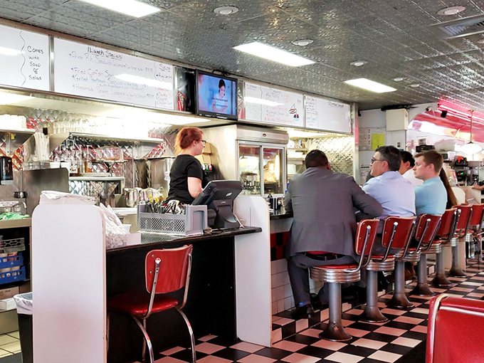 The counter seating offers front-row tickets to the short-order ballet, where cooks transform simple ingredients into diner magic before your eyes.