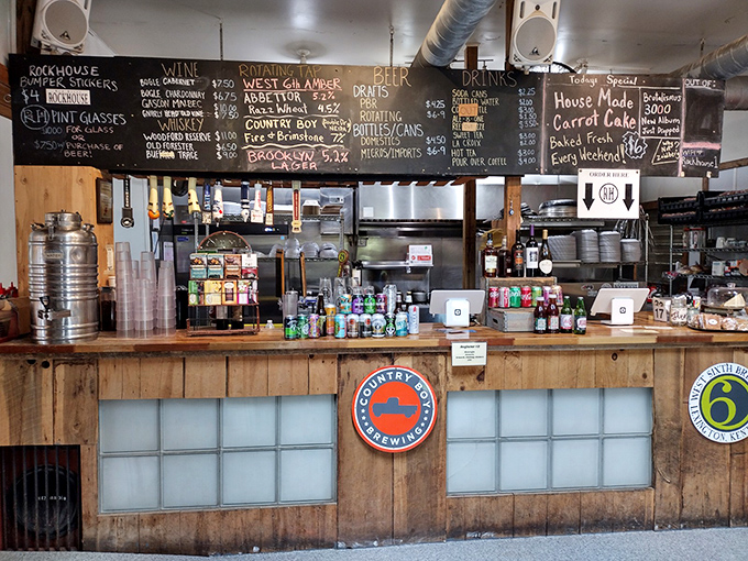 Behind this rustic counter, culinary magic happens with the casual confidence of people who know exactly what they're doing.