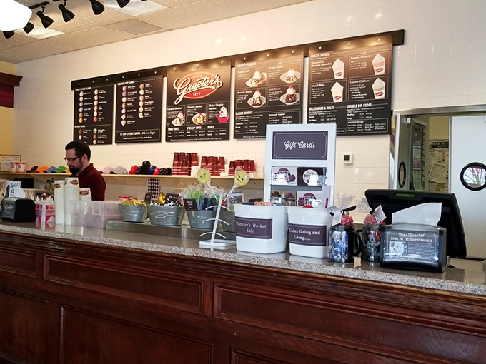 Behind this counter, ice cream artisans work their magic, transforming cream and sugar into edible memories.