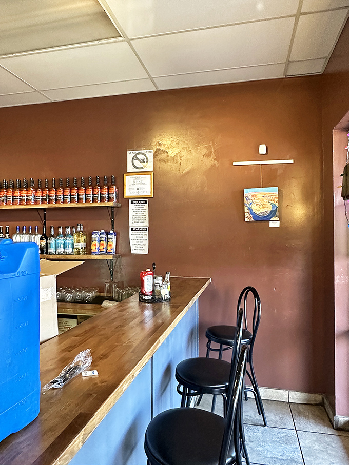 The bar area – where morning cocktails are crafted with the reverence usually reserved for fine art.