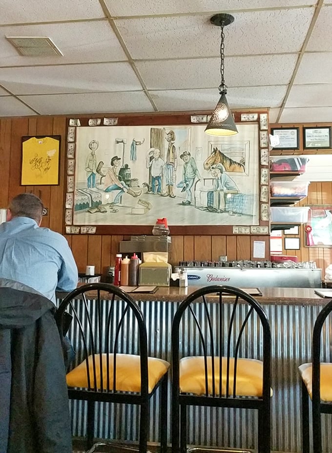 Counter seating for those who like their barbecue with a side of local conversation.