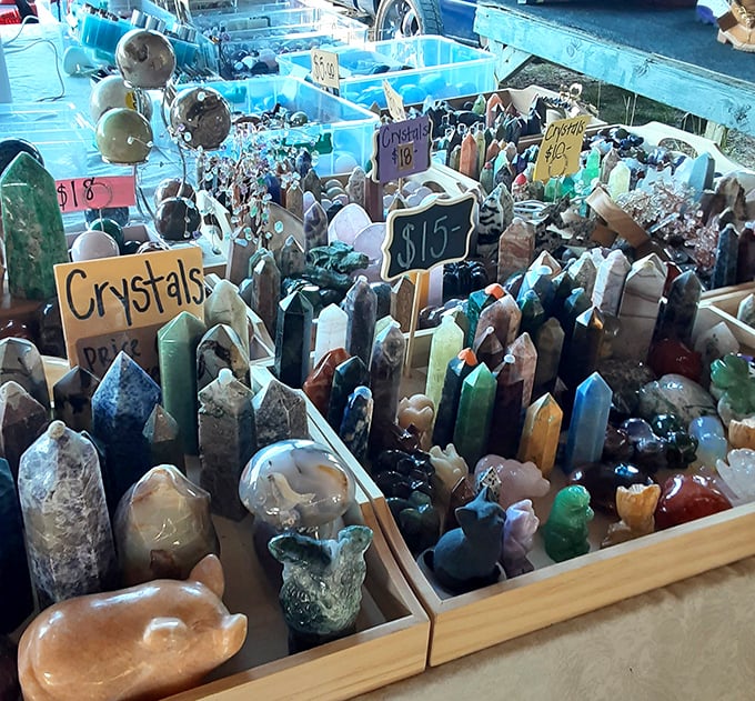 Crystal kingdom where geological wonders await new homes, promising everything from decorative beauty to metaphysical possibilities.