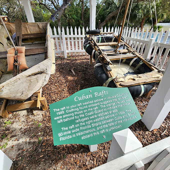These Cuban rafts tell powerful stories of desperate journeys across treacherous waters, seeking hope on Florida's welcoming shores.