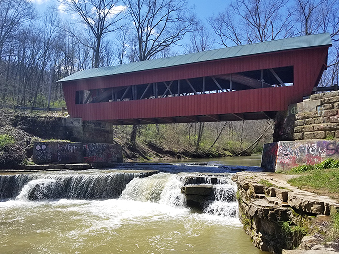 The bridge's reflection doubles the visual impact, like nature's own Instagram filter before filters were cool.