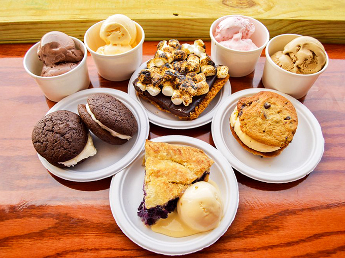 Dessert paradise isn't a place&mdash;it's this wooden board showcasing pies, ice cream, and whoopie pies in perfect New England harmony.