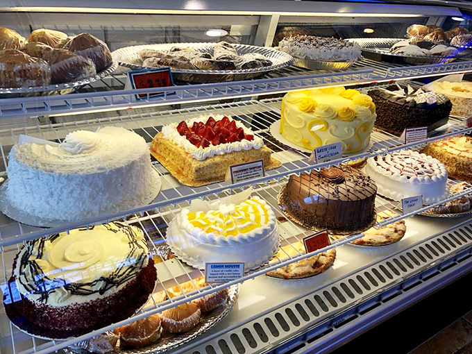 The dessert case at Club House Diner isn't just a display&mdash;it's a museum of American sweet tooth satisfaction where every piece deserves its own spotlight.