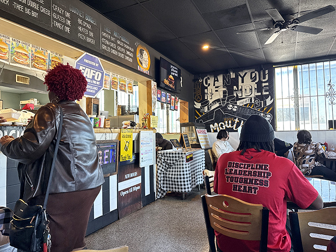 "Can you handle all this meat in your mouth?" isn't just a slogan—it's a challenge that's become part of Thee Burger Spot's irreverent charm.