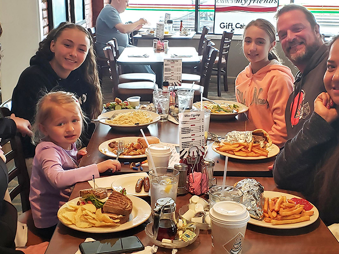 Family meals here aren't just about food; they're memory-making sessions with fries as the supporting cast.