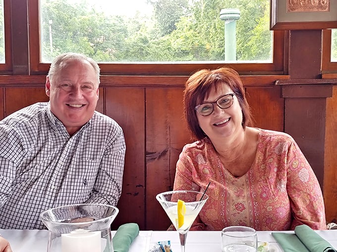 Happy diners experiencing what might be the best meal of their vacation. Those smiles say everything about Pat's legendary hospitality.