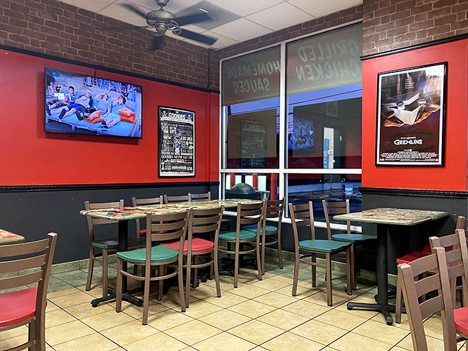 The dining area's brick walls and movie posters aren't just d&eacute;cor&mdash;they're conversation starters while you wait for the main conversation: the food.
