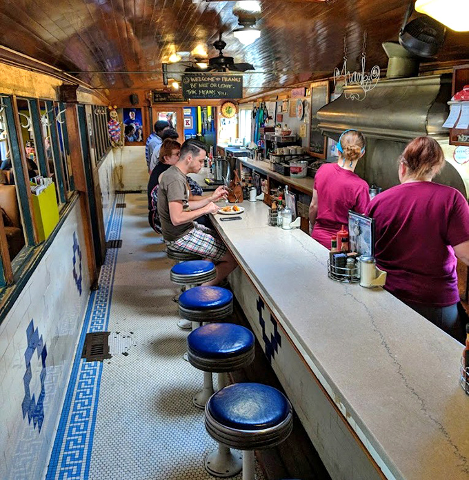 The counter seating isn't just a place to eat—it's front-row tickets to the greatest breakfast show on earth, complete with coffee refills and local gossip.