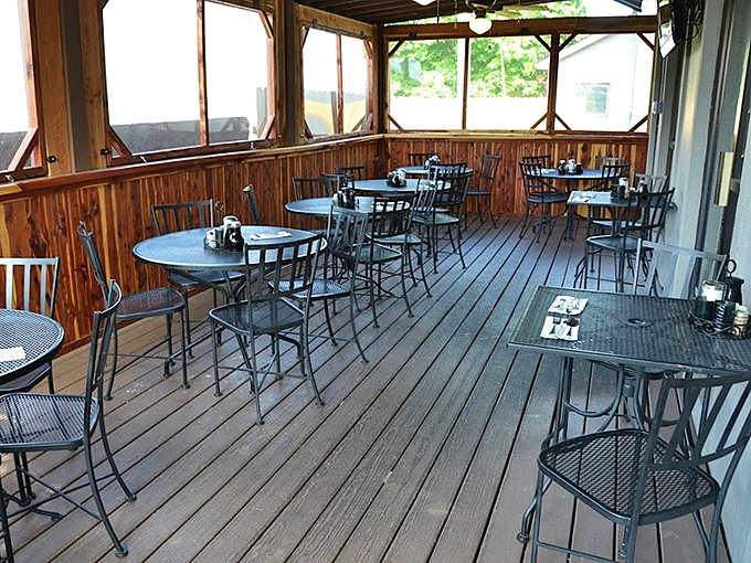 The outdoor patio&mdash;where fresh air meets fresh food. A peaceful retreat that makes your sandwich taste even better somehow.