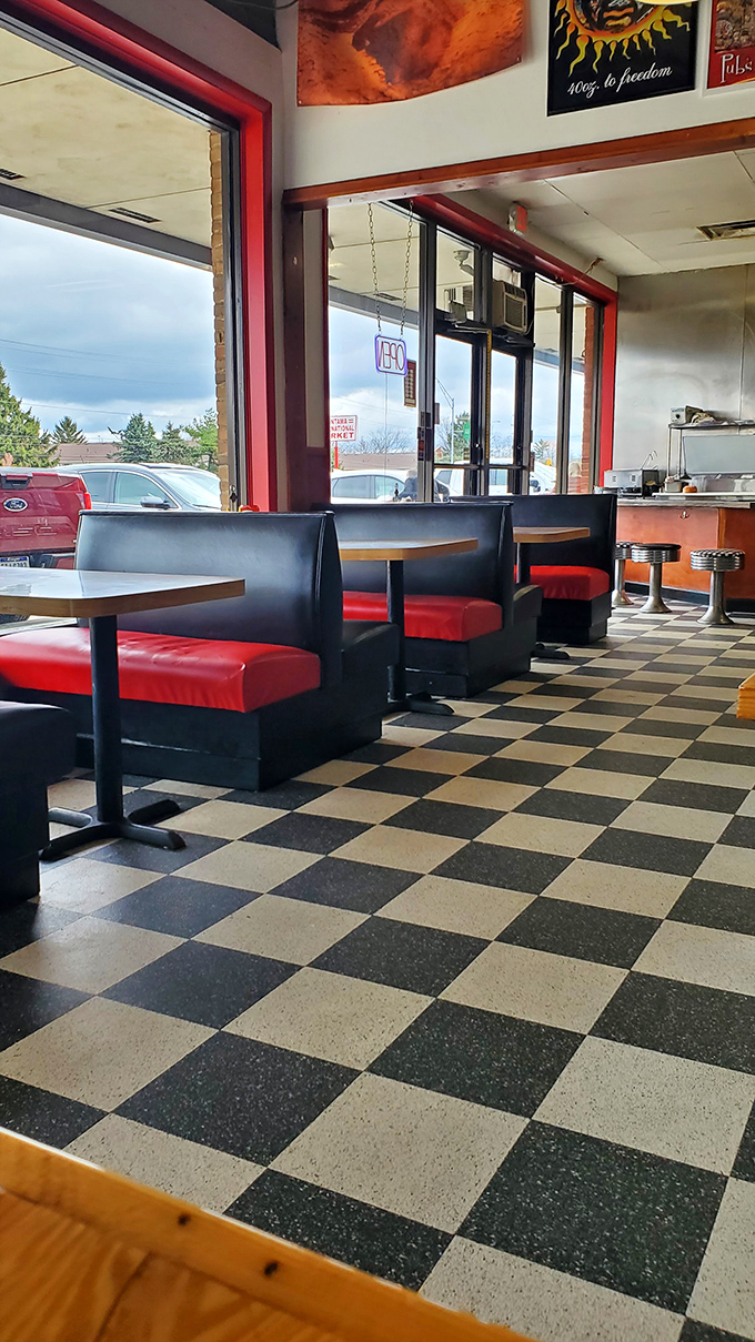 Red booth seating and classic diner charm create the perfect backdrop for conversations that flow as freely as the coffee.