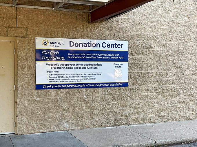 "You give. They shine." Simple words that remind shoppers their donations create opportunities for people with developmental disabilities.