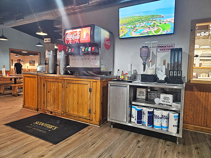 Self-serve drink station &ndash; the democratic cornerstone of any great casual eatery where refill freedom is your unalienable right.