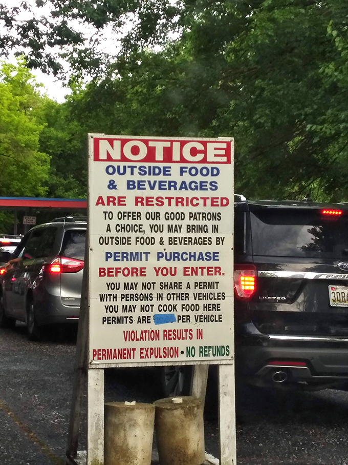The famous outside food policy, spelled out with no room for interpretation. Breaking these rules might be the only thing scarier than the horror movies they show.