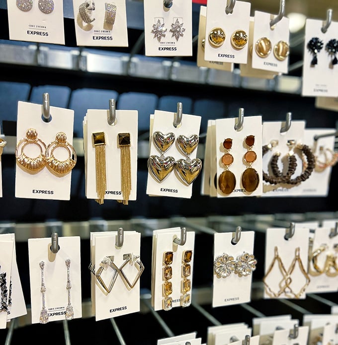 Earrings that promise to transform any outfit from "just fine" to "where did you get those?" A wall of personality waiting to be claimed.