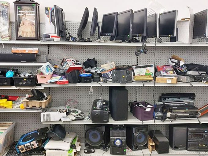 The electronics section: where yesterday's cutting-edge technology finds retirement. That stereo system might just deliver the vinyl revival you've been craving.