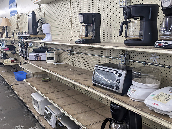 Small appliances await their second act&mdash;each toaster oven and coffee maker holding the promise of morning rituals in a new home.