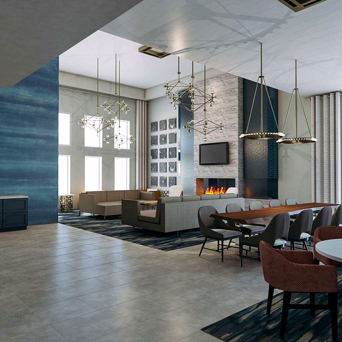 Modern coastal elegance meets homey comfort in this gathering space. Retirement living doesn't mean sacrificing style&mdash;it means having time to enjoy it.