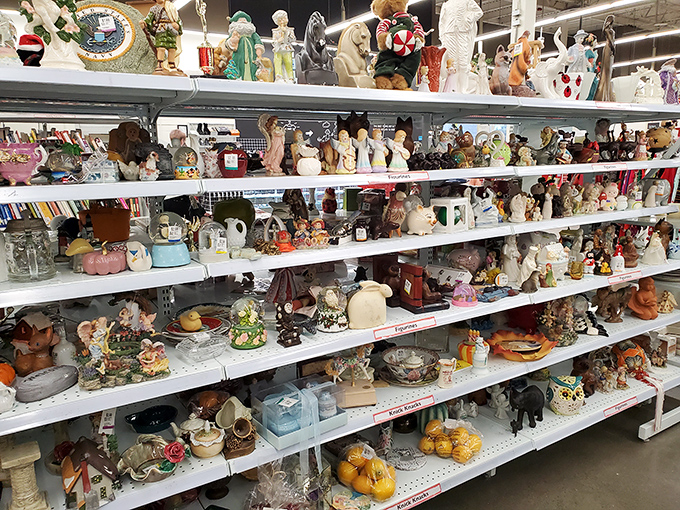 The figurine section: where grandma's precious collectibles and regrettable impulse purchases coexist in porcelain and ceramic harmony.
