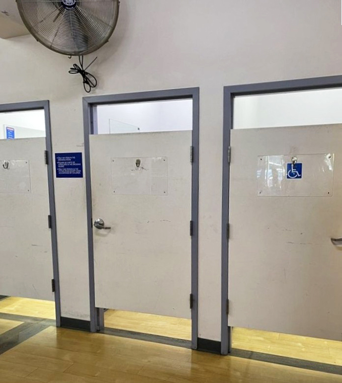 Even the fitting rooms at Goodwill tell a story &ndash; simple, functional, and waiting for you to emerge transformed by your thrifty treasures.