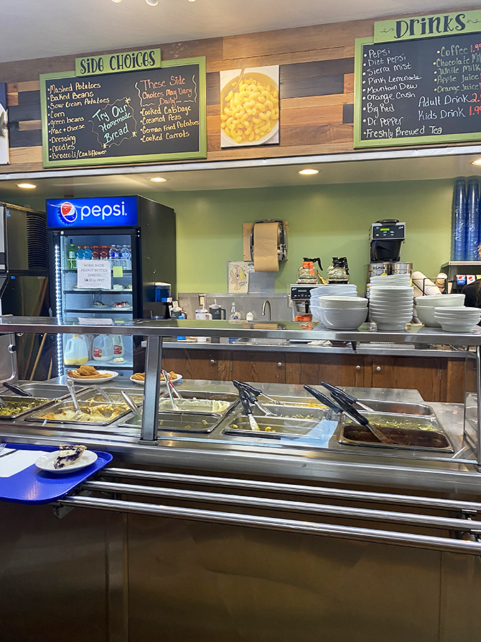 The buffet line stretches like a delicious promise, steam rising from dishes that have been feeding satisfied customers since breakfast service.