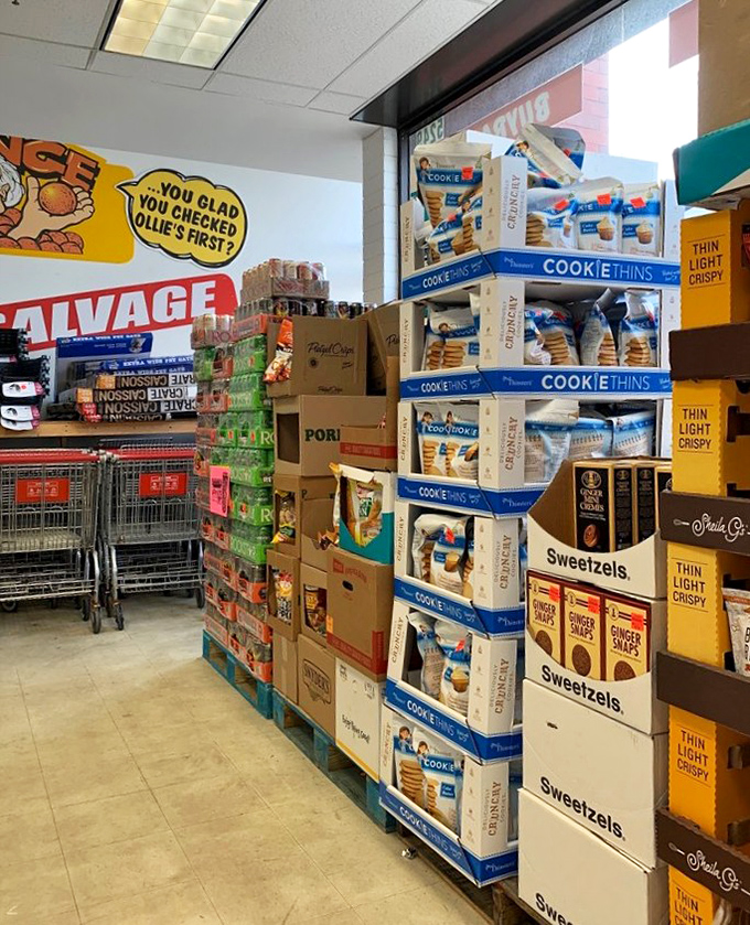 The food aisle: where name-brand snacks come for their second act, and smart shoppers stock pantries without emptying bank accounts.