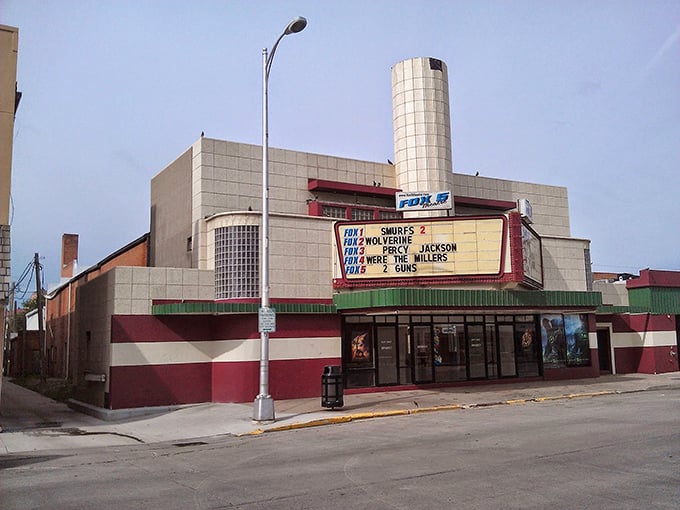 The Fox 5 Theatre's vintage marquee promises entertainment without the need for streaming subscriptions, password sharing, or buffering interruptions.