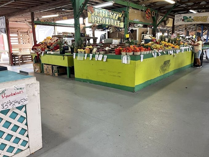 The "Fresh Produce" sign is almost unnecessary &ndash; these vibrant fruits and vegetables speak for themselves, creating a rainbow of farm-fresh options that put supermarkets to shame.