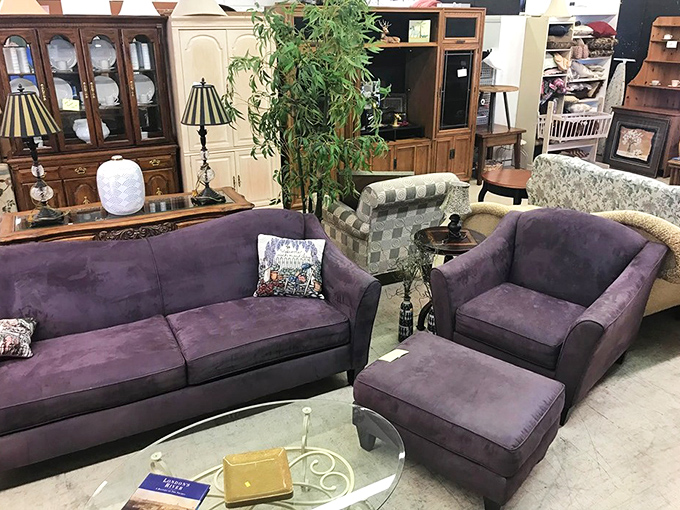 Living room vignettes that feel like time travel. That china cabinet has probably displayed wedding crystal through several presidential administrations.