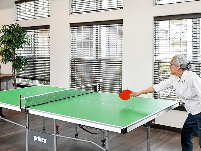 Table tennis: where retirement champions are made. This game room proves you're never too old to perfect your spin shot.