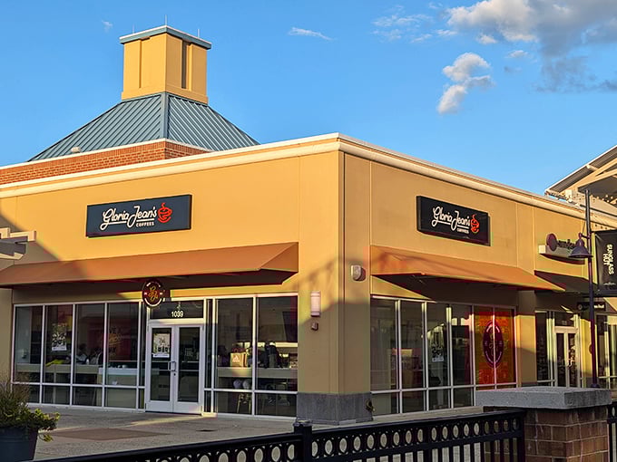 Gloria Jean's Coffees provides the essential caffeine boost needed to power through another round of discount designer hunting. Shopping is a marathon, not a sprint.