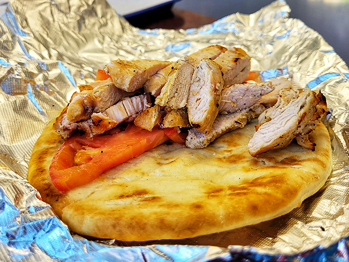 The chicken gyro &ndash; where Mediterranean meets Midwest in a handheld vacation from your everyday sandwich routine.