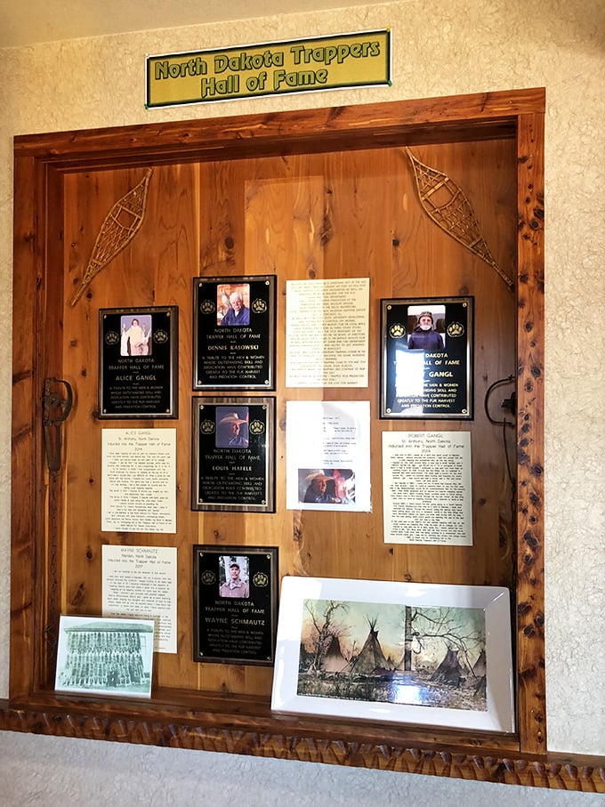 The North Dakota Trappers Hall of Fame display &ndash; where local legends are immortalized and history feels personal.