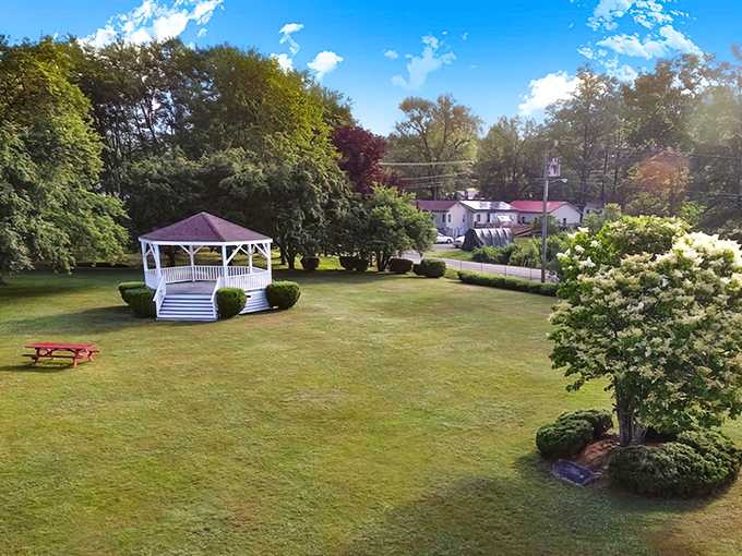 Heritage Park's gazebo hosts community events where people actually show up and talk to each other instead of just posting about it on social media.