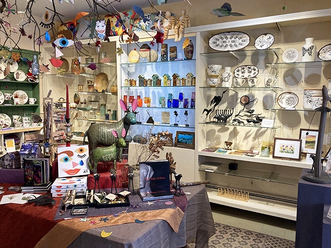 This shop displays treasures with the chaotic precision of someone who knows exactly where everything is, despite evidence to the contrary.