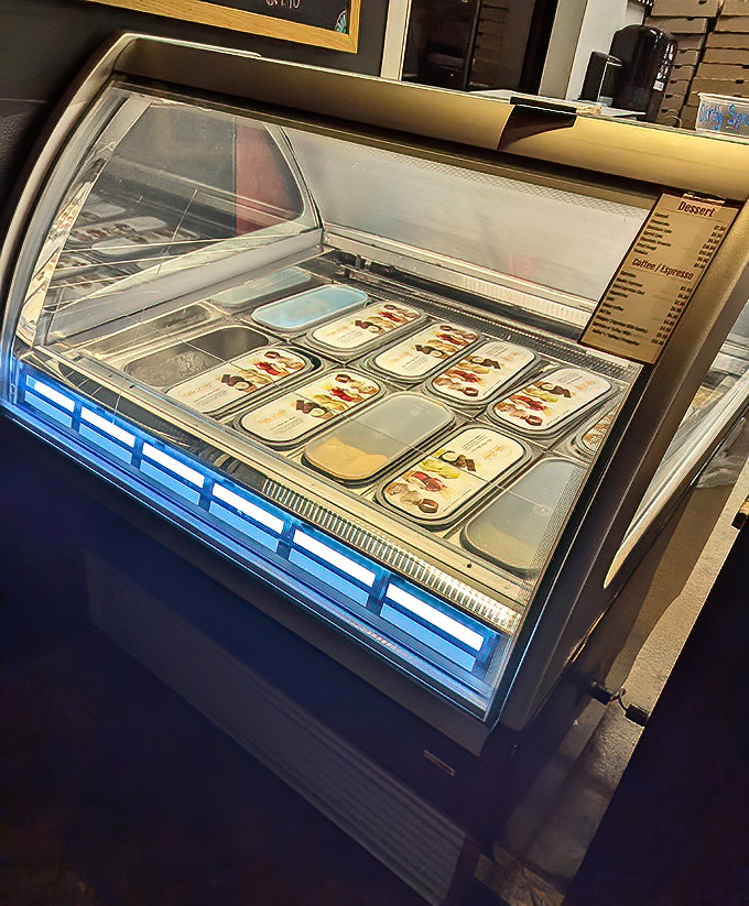 This gelato display case is the adult equivalent of a toy store window&mdash;colorful, tempting, and guaranteed to make you forget you were "too full for dessert."
