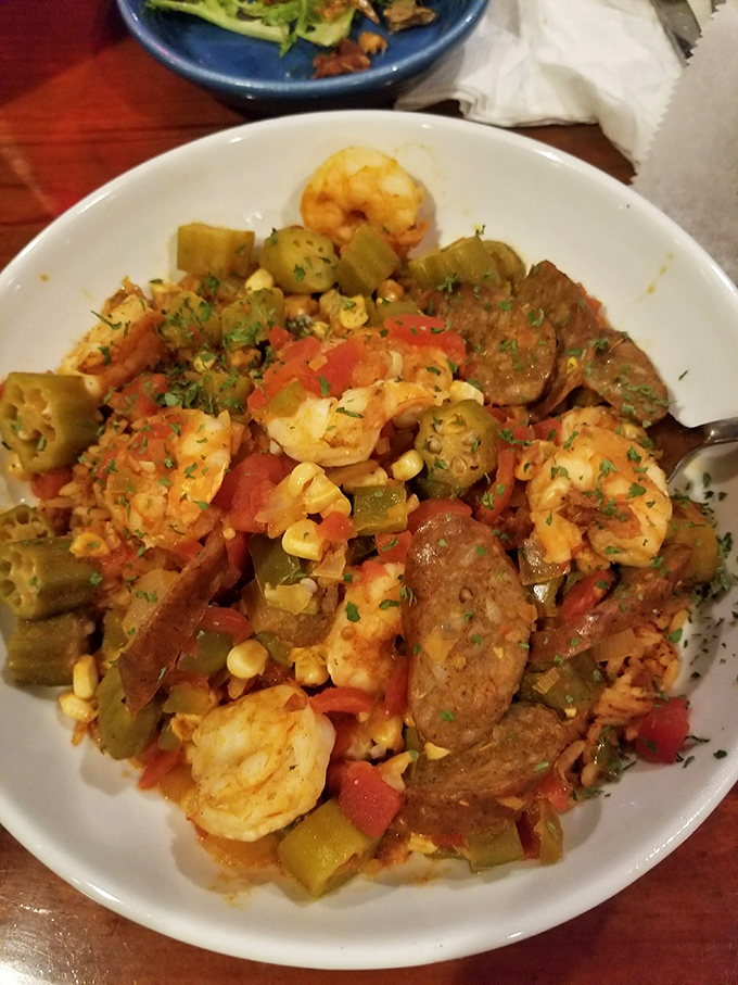 Jambalaya that's a party in a bowl&mdash;shrimp, sausage, and vegetables dancing in spicy harmony. The Mardi Gras of main courses.