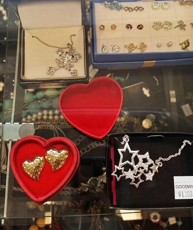 Jewelry that once adorned other necks and wrists now sparkles with possibility &ndash; from quirky skull pendants to elegant heart earrings.