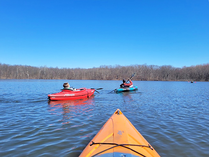 Kayak convoy: The best traffic jam you'll ever experience. Chain O' Lakes offers paddlers of all skill levels a chance to explore its interconnected waterways.