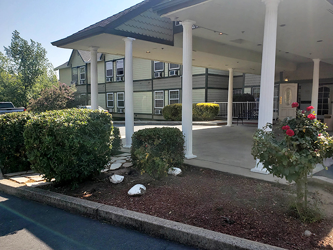 Classic columns and manicured grounds welcome visitors to one of Sutter Creek's charming accommodations, where Victorian aesthetics meet modern comfort.