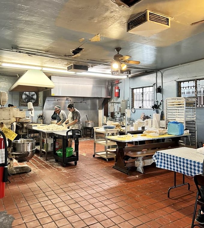 Behind the scenes magic: tortillas being pressed by hand, the kitchen humming with generations of expertise that no culinary school could possibly teach.