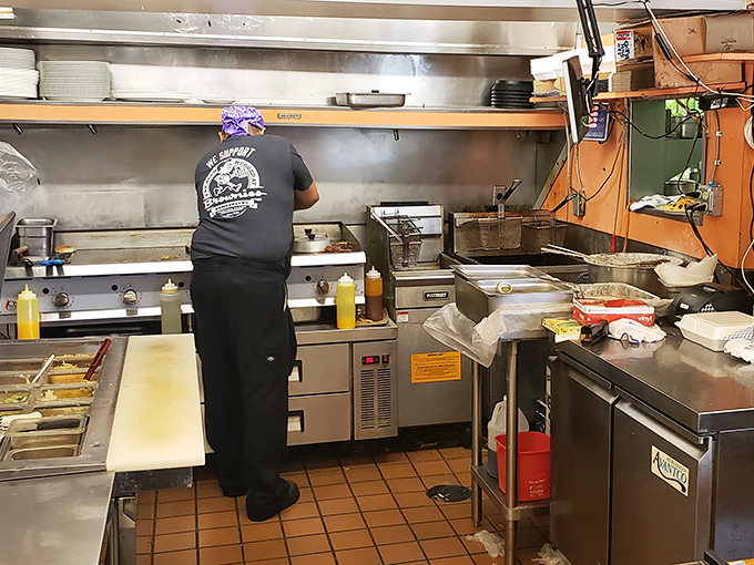 The kitchen at Brownie's isn't designed for show&mdash;it's a functional workshop where burger artisans have been perfecting their craft since Eisenhower was president.