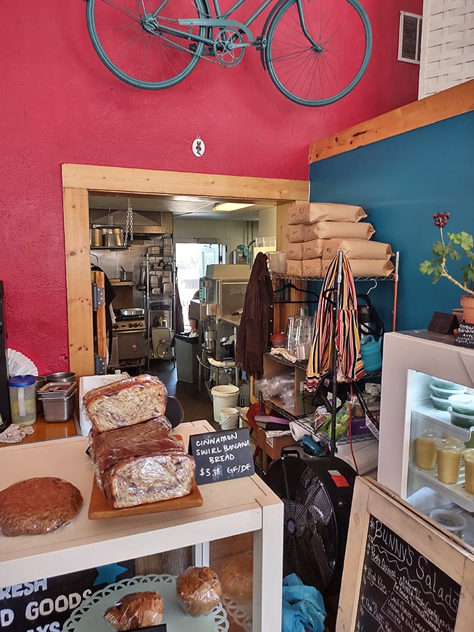 A glimpse into the kitchen's inner sanctum, where homemade bread waits to become someone's breakfast epiphany. Carb heaven exists in Salida.