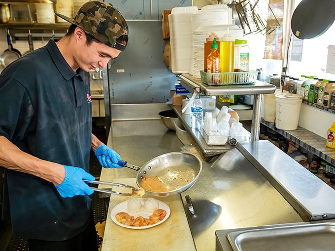 Kitchen magic in action &ndash; where ordinary shrimp transform into extraordinary memories with a flick of the wrist.